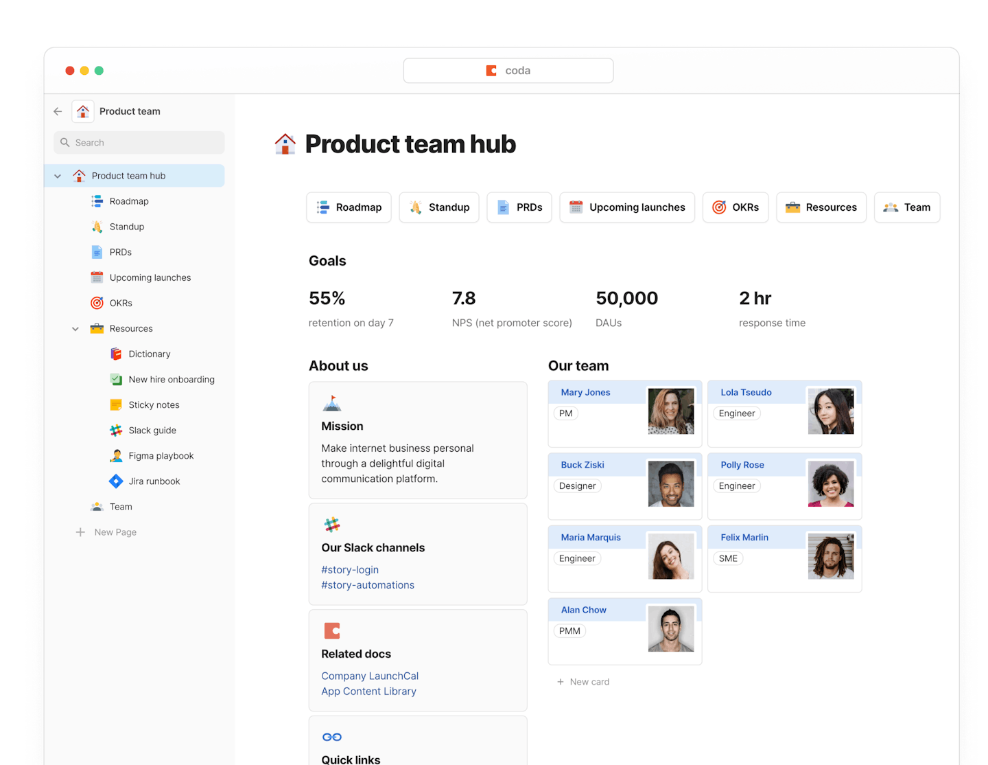 Docs, wikis, and team hubs designed for collaboration - Coda
